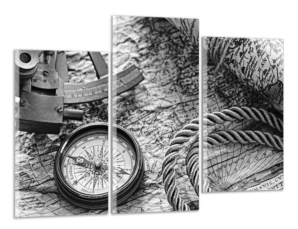 Obdĺžnikový obraz Kompas a mapa | Colorika.sk